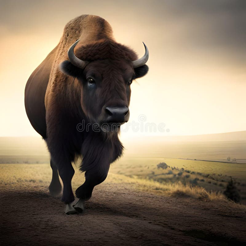 Great bison in forest. stock illustration. Illustration of beautiful ...