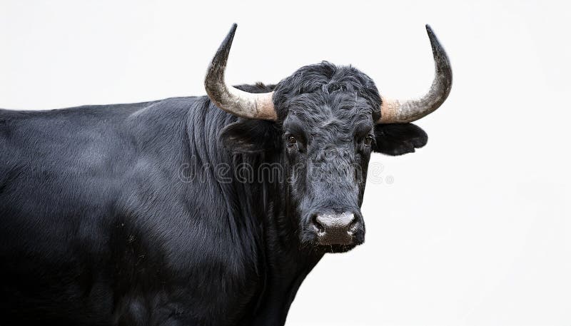 A Great Black Bull Isolated on a White Studio Wallpaper Background ...