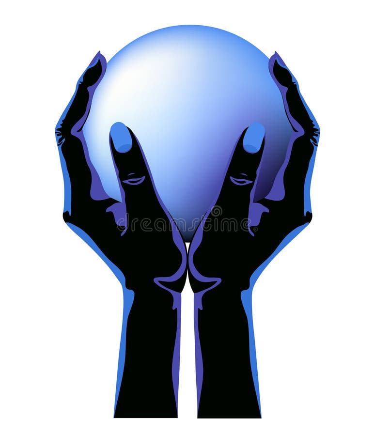 Great Blue Orb stock vector. Illustration of sphere, hands - 4610268