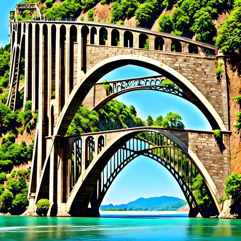 Great Bridges, AI-Generatet Stock Illustration - Illustration of abyss ...