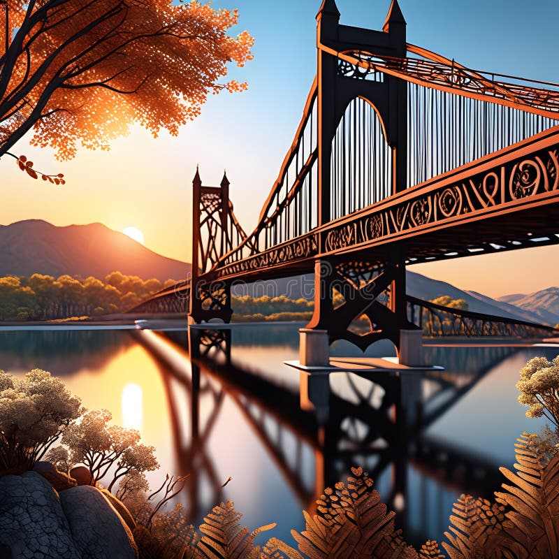 Great Bridges, AI-Generatet Stock Illustration - Illustration of ...