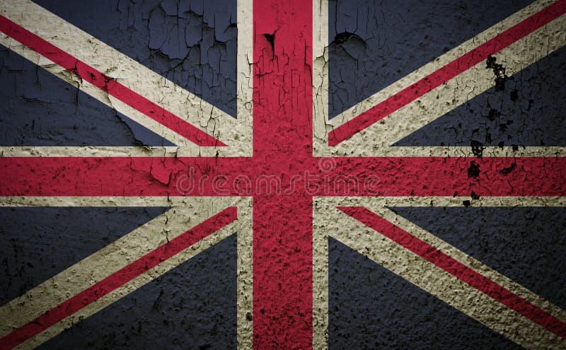 Great Britain Flag on Old Grunge Wall Background Stock Illustration ...