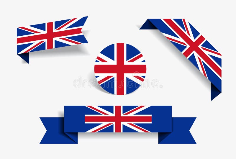 Great Britain Flag Stickers and Labels. Vector Illustration. Stock ...