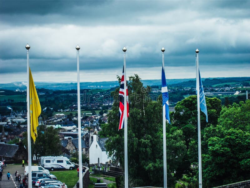 Flags at Castle in Scotland Stock Photo - Image of pole, international ...