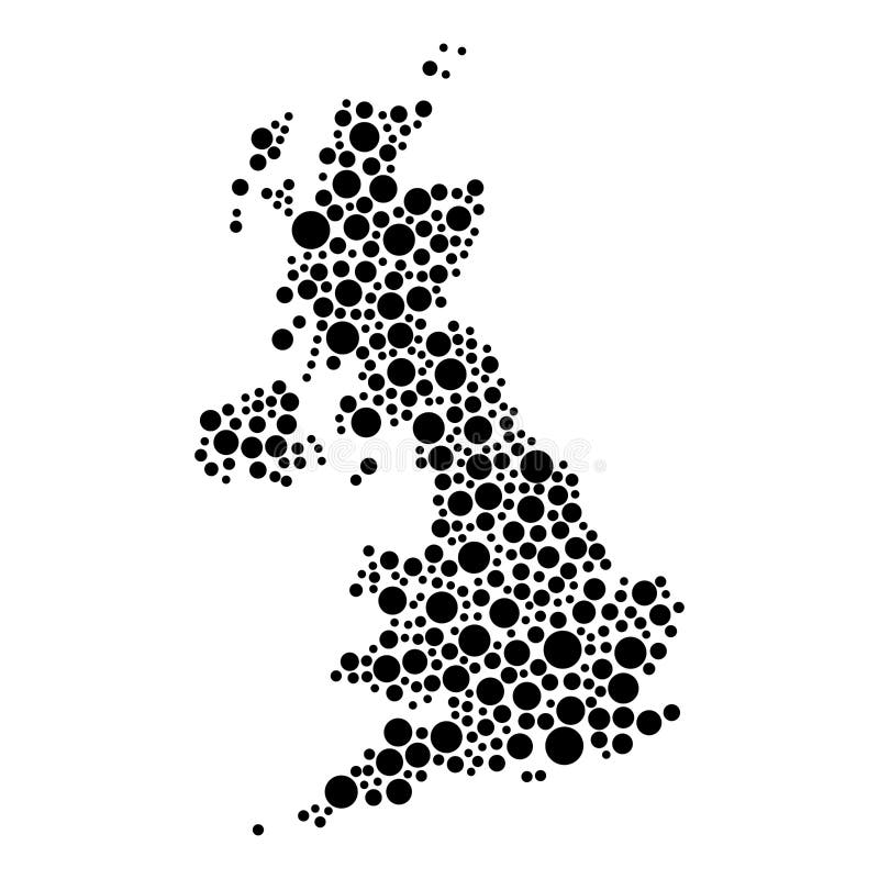Great Britain Map from Black Circles of Different Diameters or Spots ...