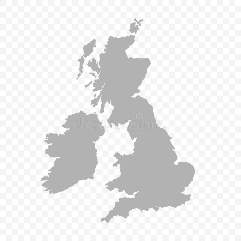 The Great Britain Map in Gray on a Transparent Background Stock ...