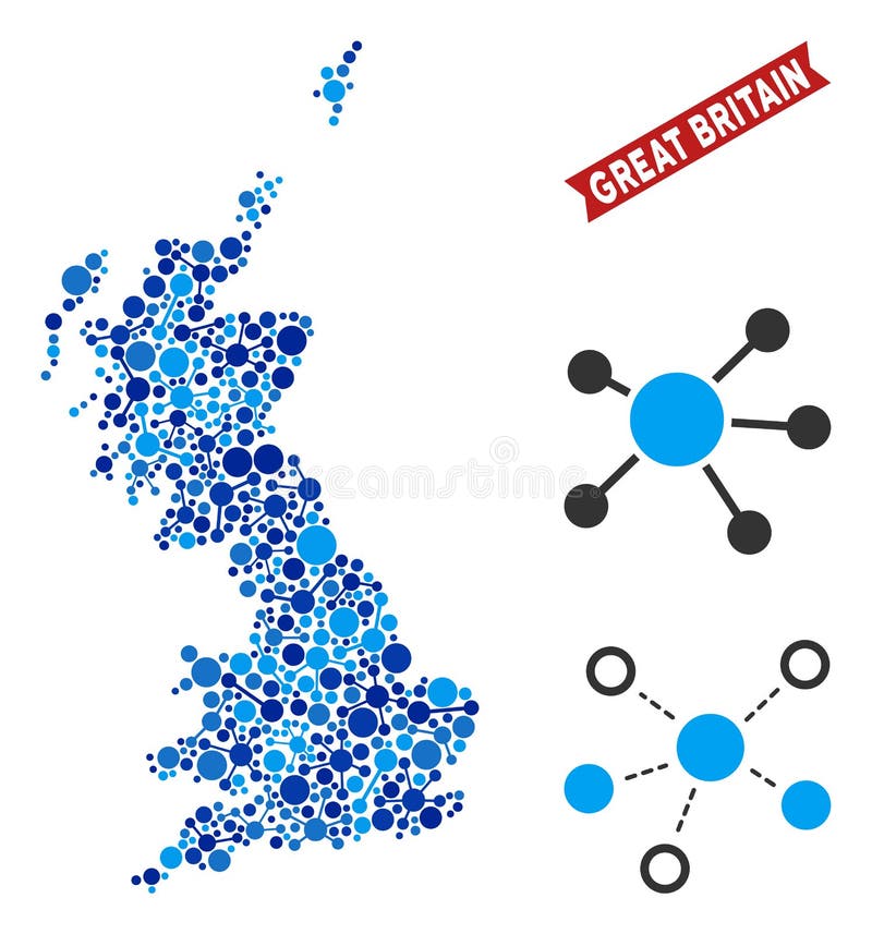 Great Britain Map Links Composition Stock Vector - Illustration of blue ...