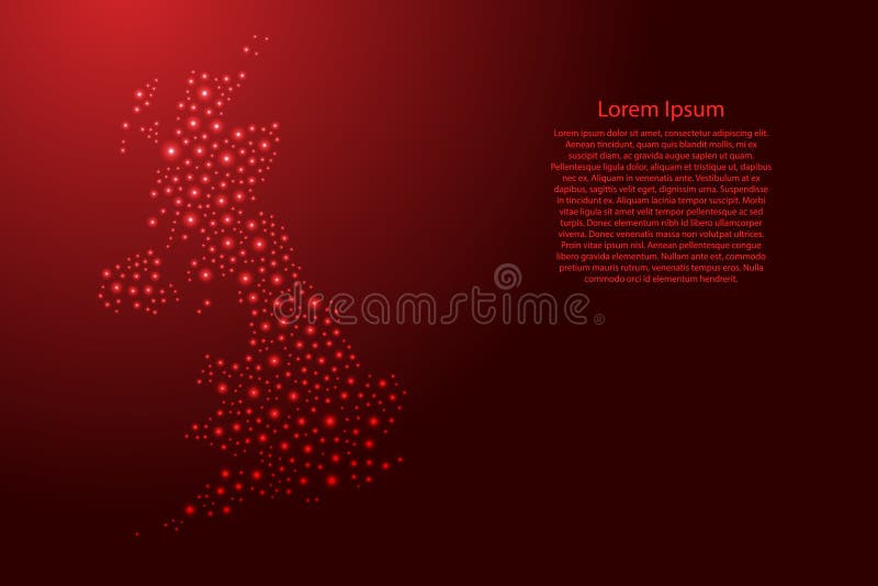 Great Britain Map from Red and Glowing Space Stars Abstract Concept ...