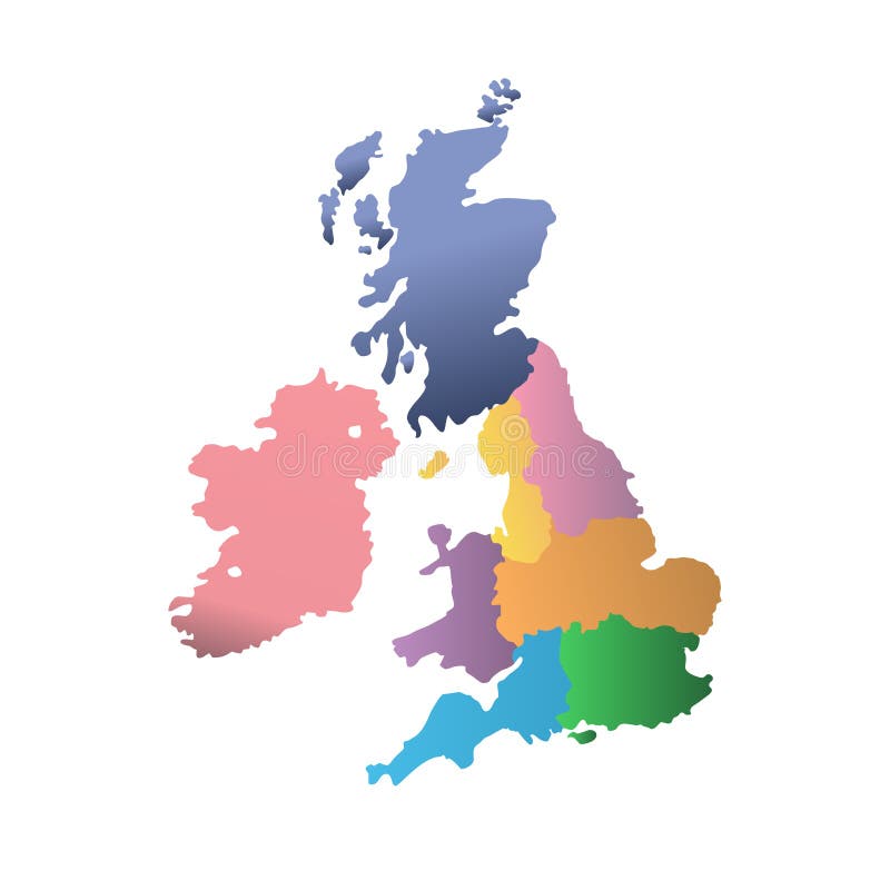 Great Britain Political Map of UK Illustration on White Background ...