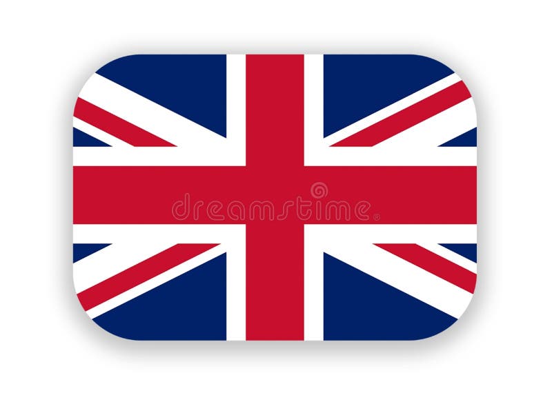Great Britain Rounded Rectangle Flag Icon with Shadow on White ...