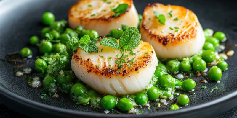 Great British Pea Week Seared Scallops with Fresh Green Peas and Mint ...