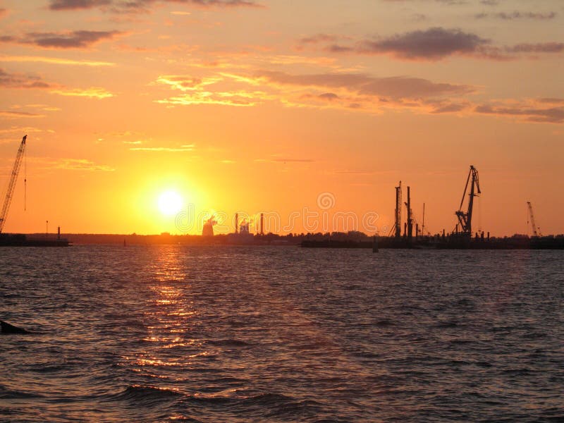 Great Building Bridge Over the River, Building Cranes Stock Photo ...