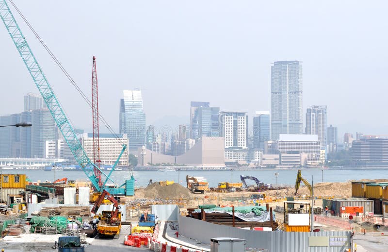 Great Building Site in the Big City. Stock Image - Image of city, site ...