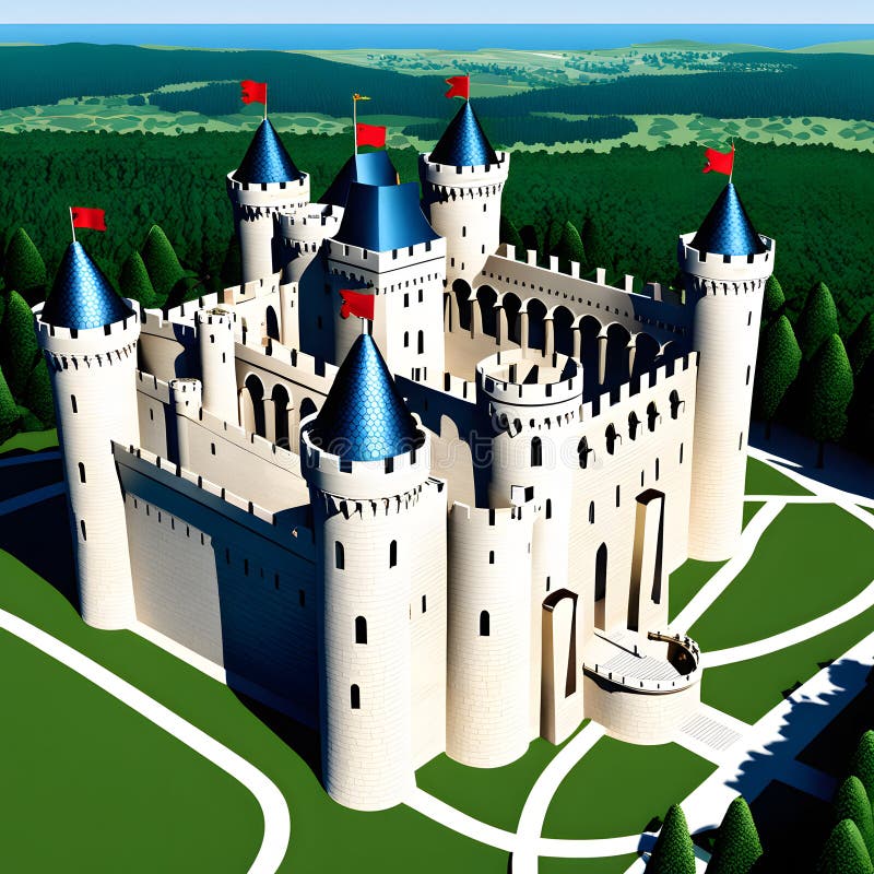 Great Castle, AI-generatet stock illustration. Illustration of ...