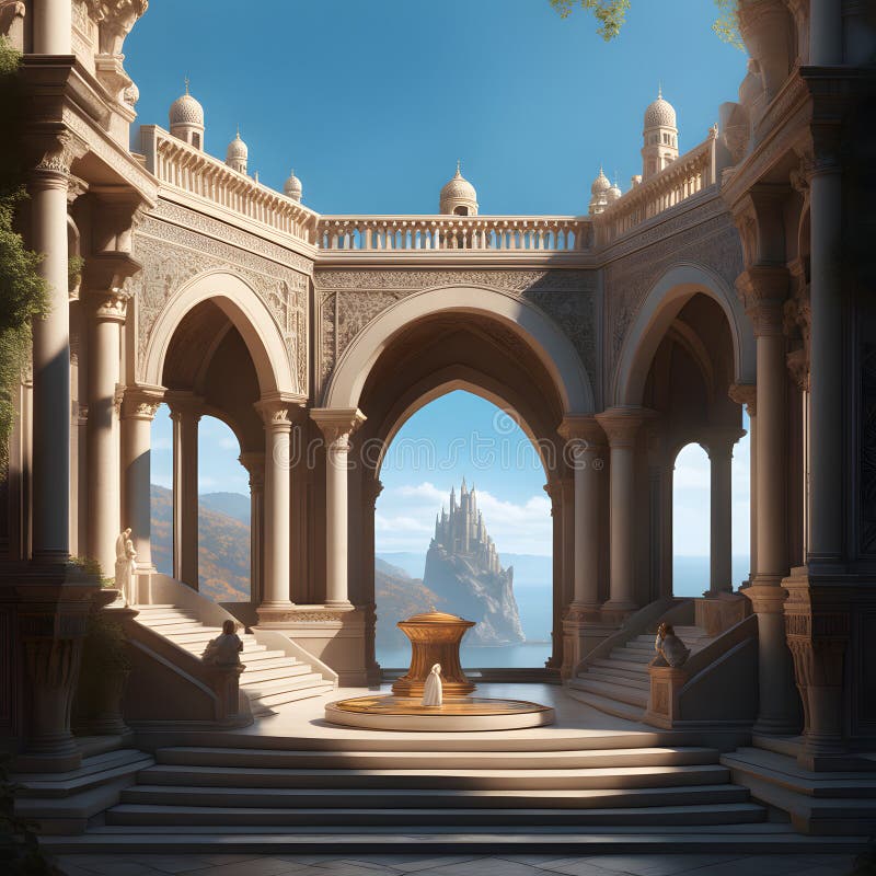 Great Castle, AI-generatet stock illustration. Illustration of ...