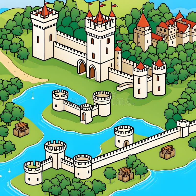Great Castle, AI-generatet stock illustration. Illustration of castle ...