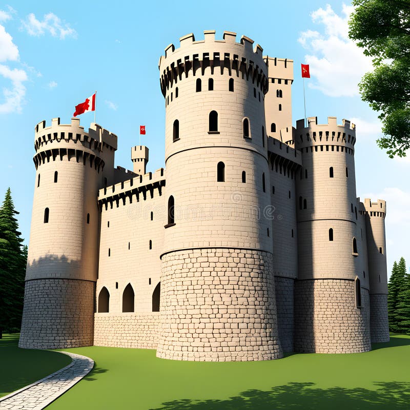 Great Castle, AI-generatet stock illustration. Illustration of ...