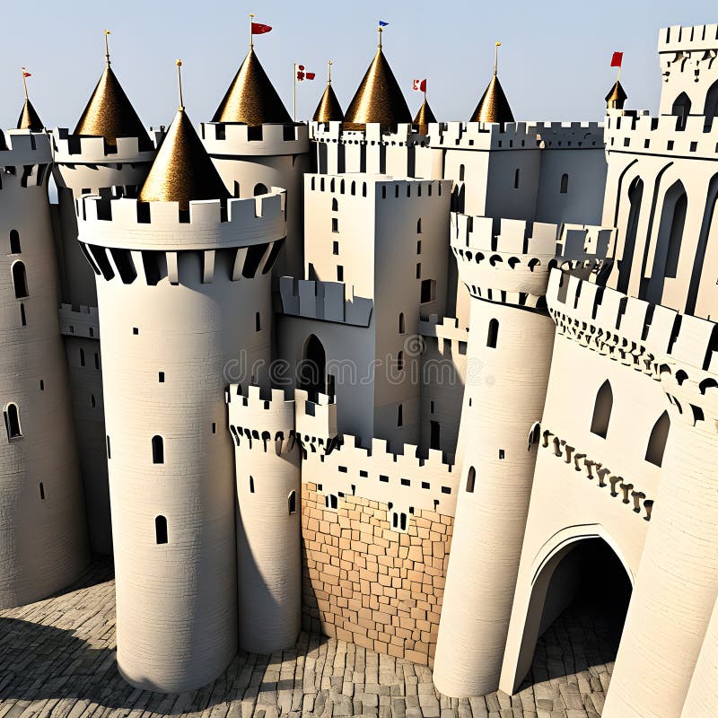 Great Castle, AI-generatet stock illustration. Illustration of fortress ...