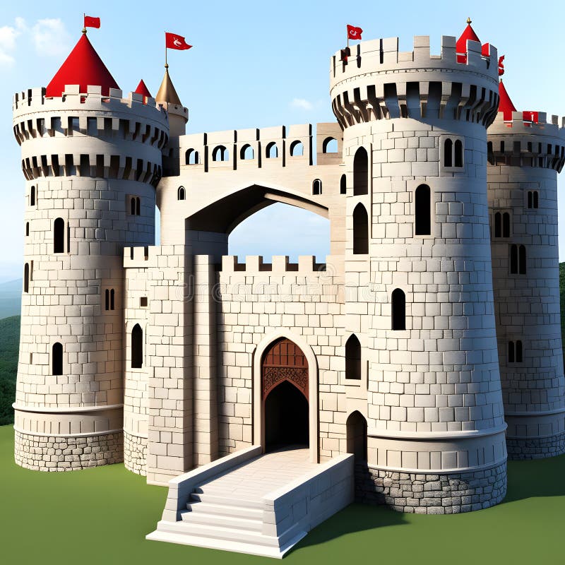 Great Castle, AI-generatet stock illustration. Illustration of ...