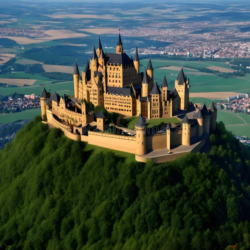 Great Castle on a High Hill, AI-generated Stock Illustration ...