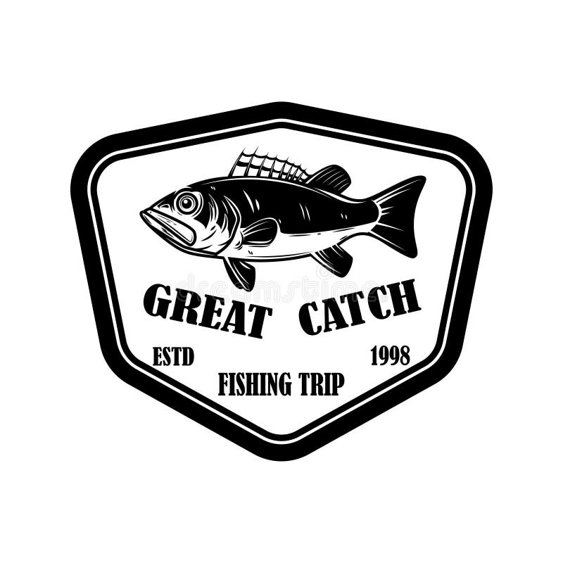 Great Catch. Emblem Template with Perch. Design Element for Logo, Label ...