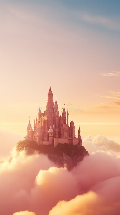 A Great Chinese Palace is Above Clouds, Distant Waterfalls Flow Down ... A Great Chinese Palace is Above Clouds, Distant Waterfalls Flow Down ...