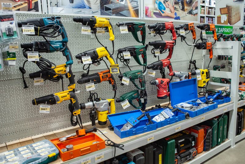 Minsk, Belarus, April 17, 2019: Great Choice of Construction Electric ...