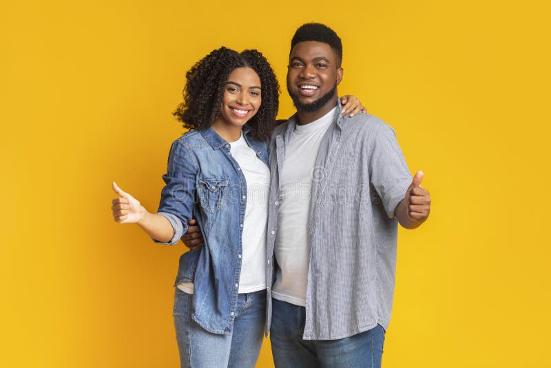 Great Choice Happy African American Man Showing Thumbs Up At Camera