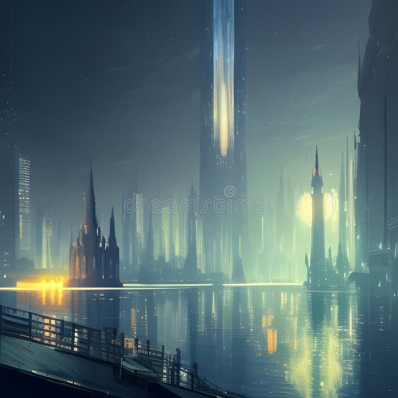 Great city at night stock illustration. Illustration of city - 271076705