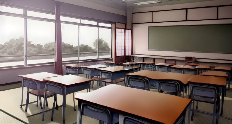 Anime Classroom Study Place Background AI Generated Stock Illustration ...