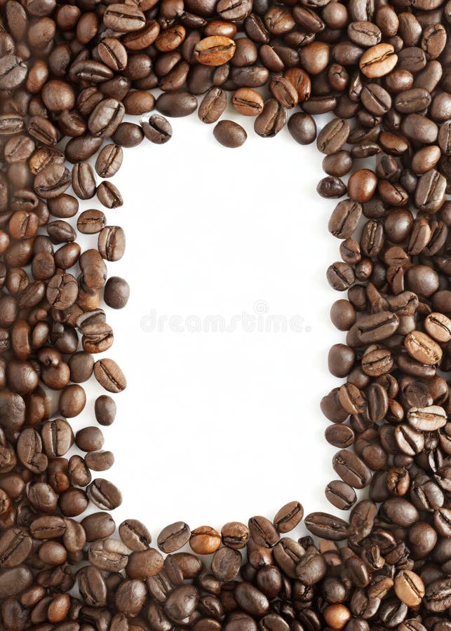 Great Coffee Bean Border or Frame on White Background for Copyspace ...