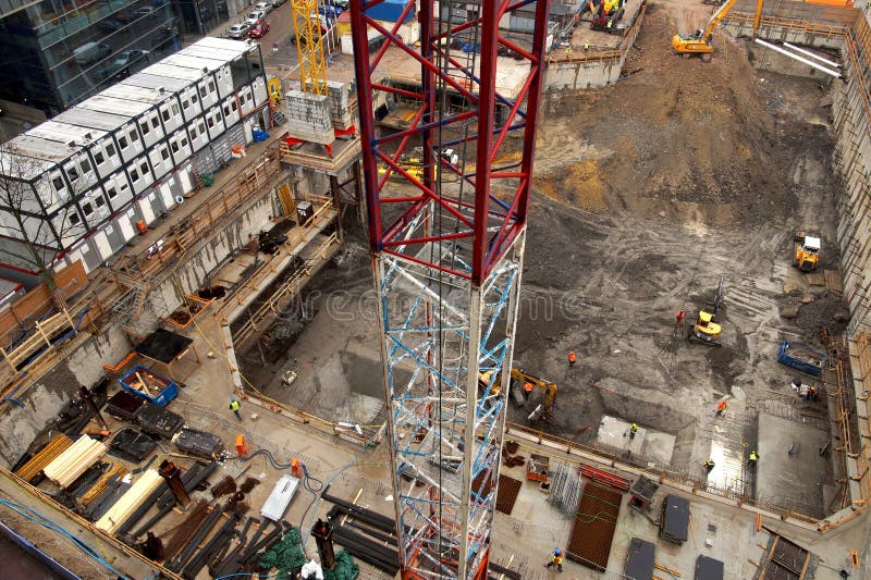 Great Construction in the City Center. Lots of Construction Equipment ...