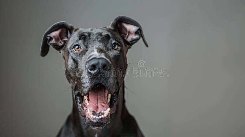 Great Dane, Angry Dog Baring Its Teeth, Studio Lighting Pastel ...