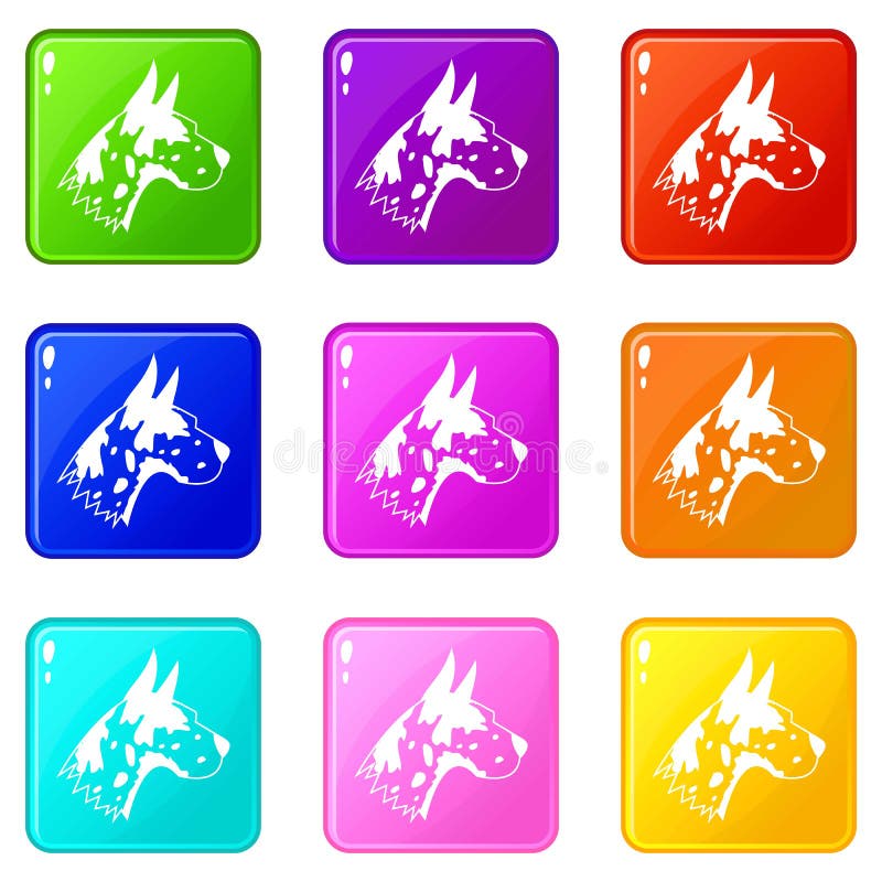 Great dane dog icons 9 set stock vector. Illustration of drawing - 96085148