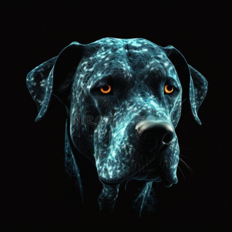 Great Dane Face Shape in Fire on Black Background. Generative AI Stock ...