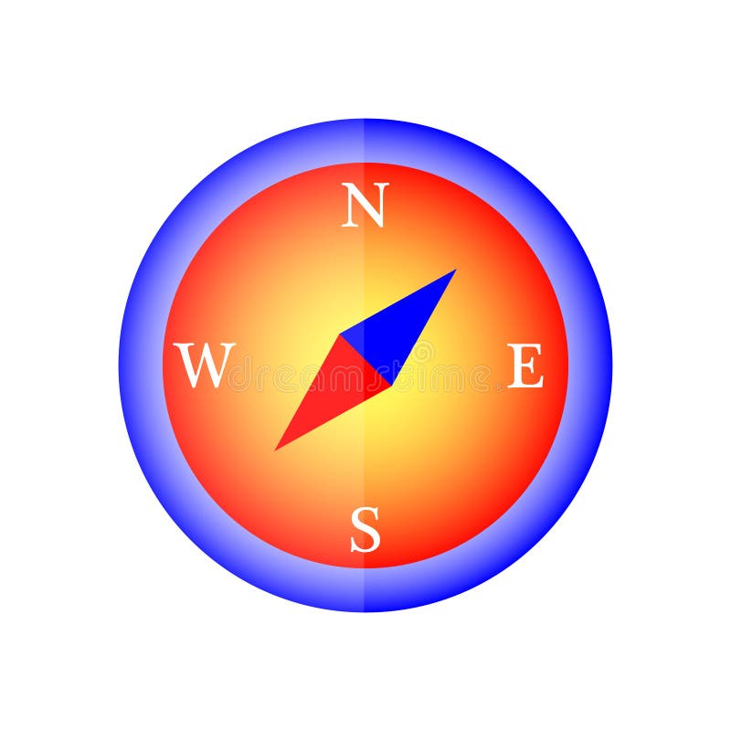 Compass Flat Icon with North, South, East and West Indicated. Stock ...
