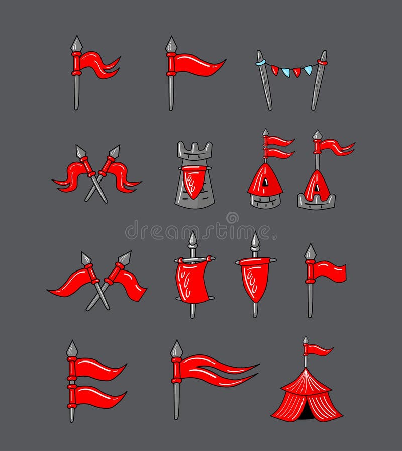 Great Designed Cartoon Flags Stock Vector - Illustration of curl ...