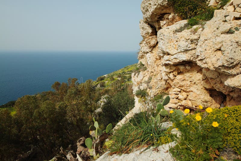 Dingli cliffs in Malta. stock image. Image of nature - 89143425