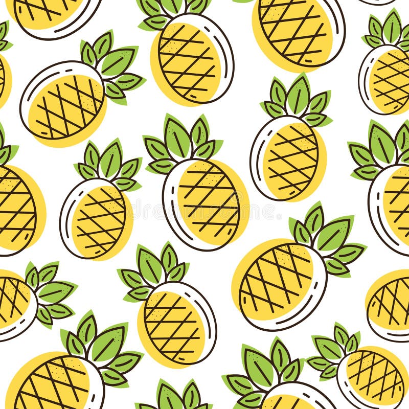Decorative Pineapple Seamless Pattern. Detailed Illustration, Hand ...