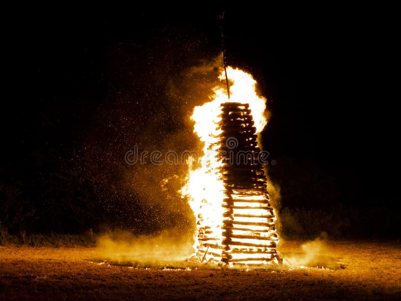 Great and Fantastic Midsummer Fire or Solstice Fire in the Dark Night ...