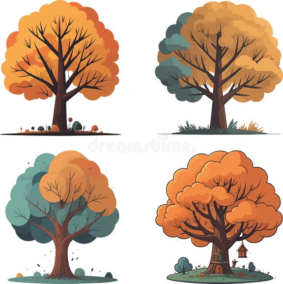 Great Fantasy Magic Tree Vector Art Set Stock Vector - Illustration of ...