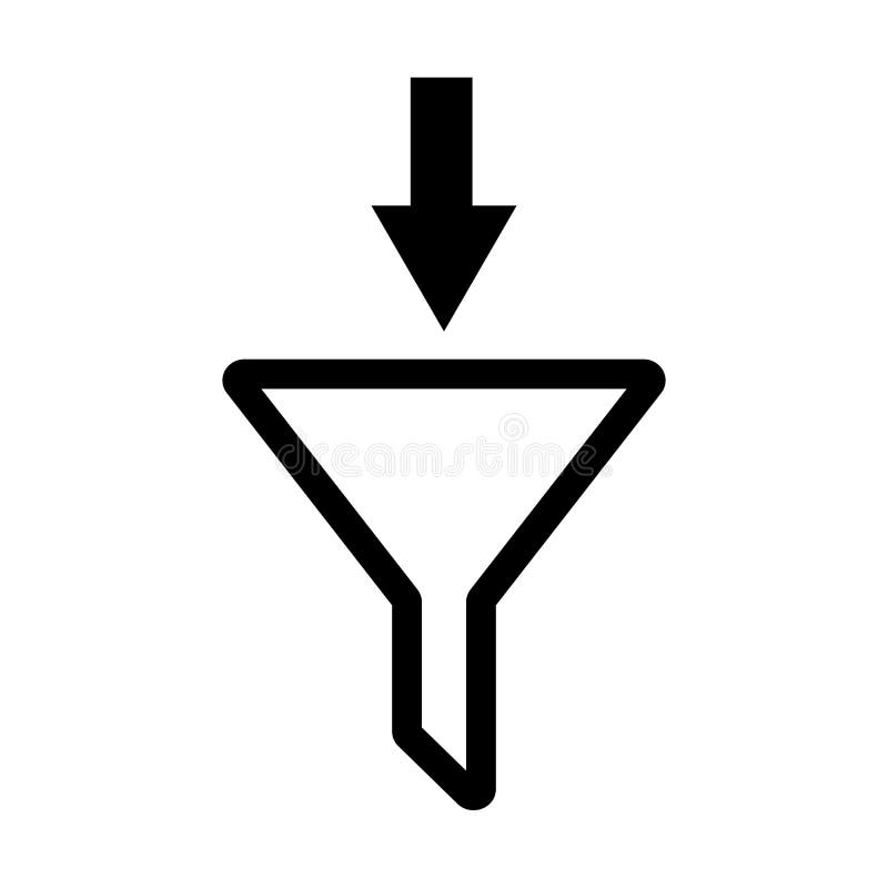 Down Arrow and Filter Icon Set. Vector. Stock Vector - Illustration of ...