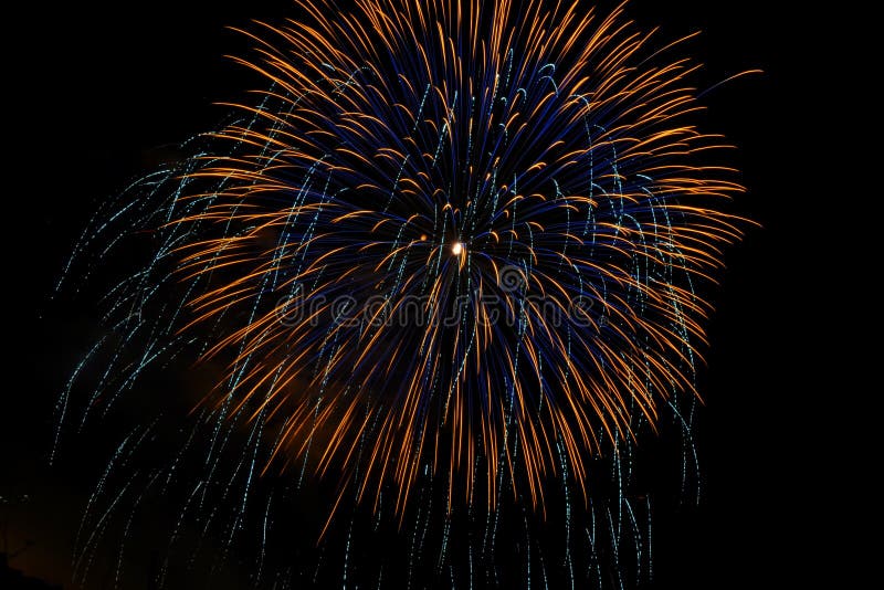 Great Fireworks in the Dark Night Sky Stock Image - Image of firework ...