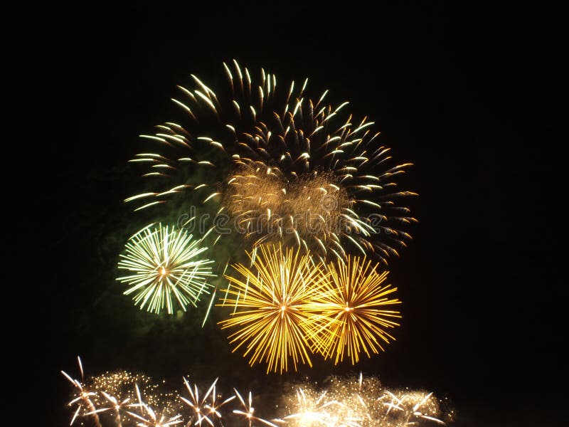 Great Fireworks in the Night Stock Photo - Image of holidays, show ...