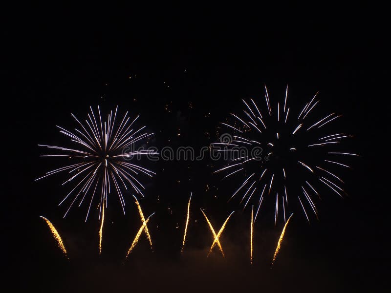 Great Fireworks in the Night Stock Photo - Image of explosion, palm ...