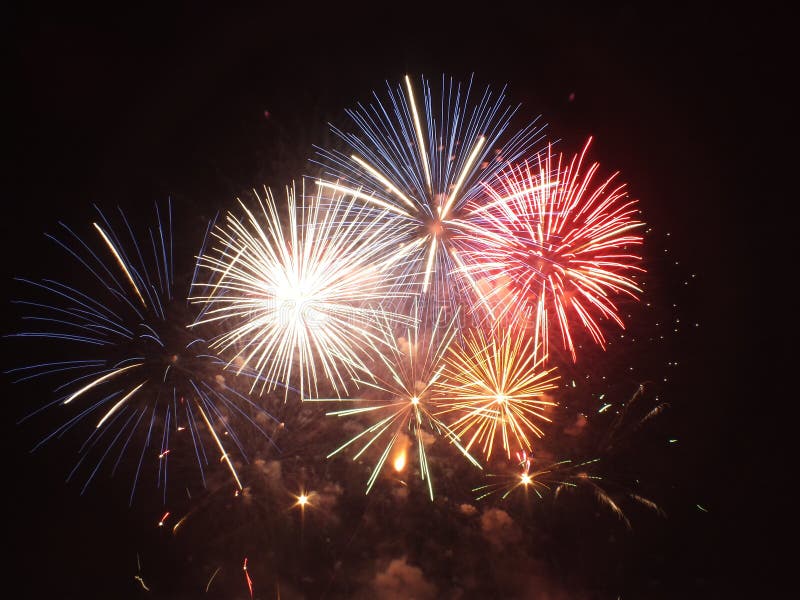 Great Fireworks in the Night Stock Image - Image of party, ceremony ...
