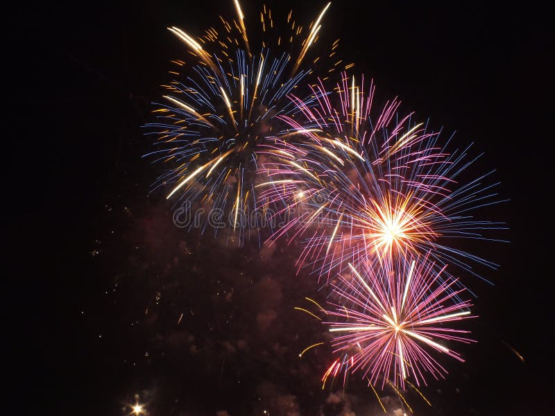 Great Fireworks in the Night Stock Photo - Image of party, ceremony ...