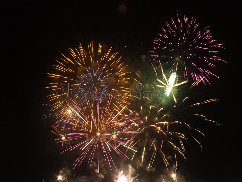 Great Fireworks in the Night Stock Photo - Image of closing, party ...