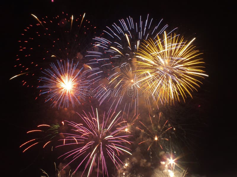 Great Fireworks in the Night Stock Image - Image of festival ...