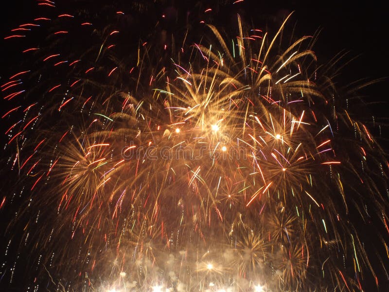 Great Fireworks in the Night Stock Photo - Image of festival, color ...